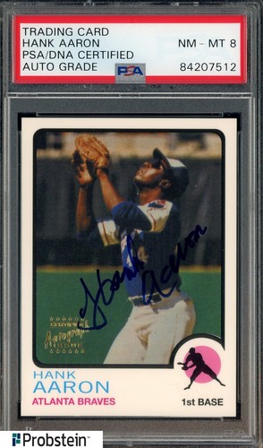 Hank Aaron HOF Signed 2000 Topps Reprint #100 Braves PSA/DNA AUTO 8 | eBay