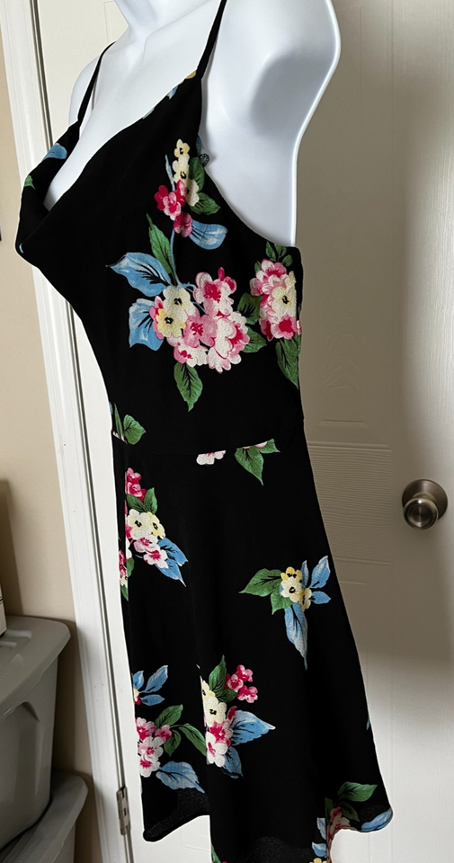 🌼B.DARLIN BLACK FLORAL SUNDRESS SZ 11/12 ZIP BACK ADJUSTABLE STRAPS ...