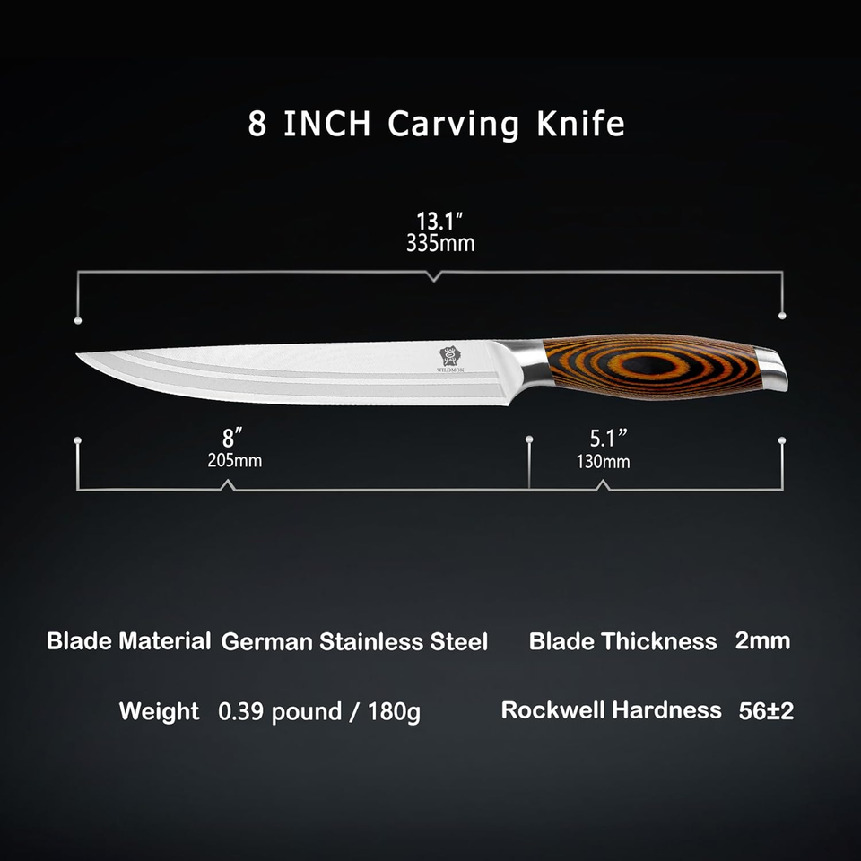 Coltello per Affettare Da 21 Cm - Acciaio Tedesco - Coltello Da Carne ...