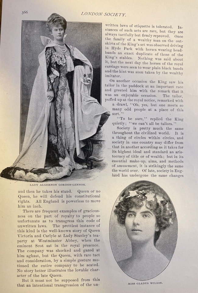 1902 London Society Countess of Westmoreland Lady Warwick Sibyl Napier ...