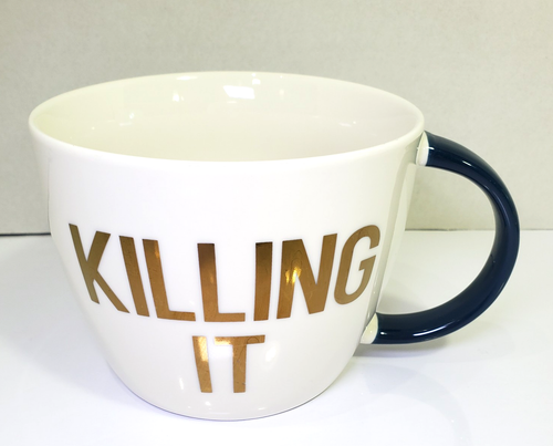 KILLING IT Coffee Mug Soup Cup Slant Collections Metallic Gold Print 26 ...