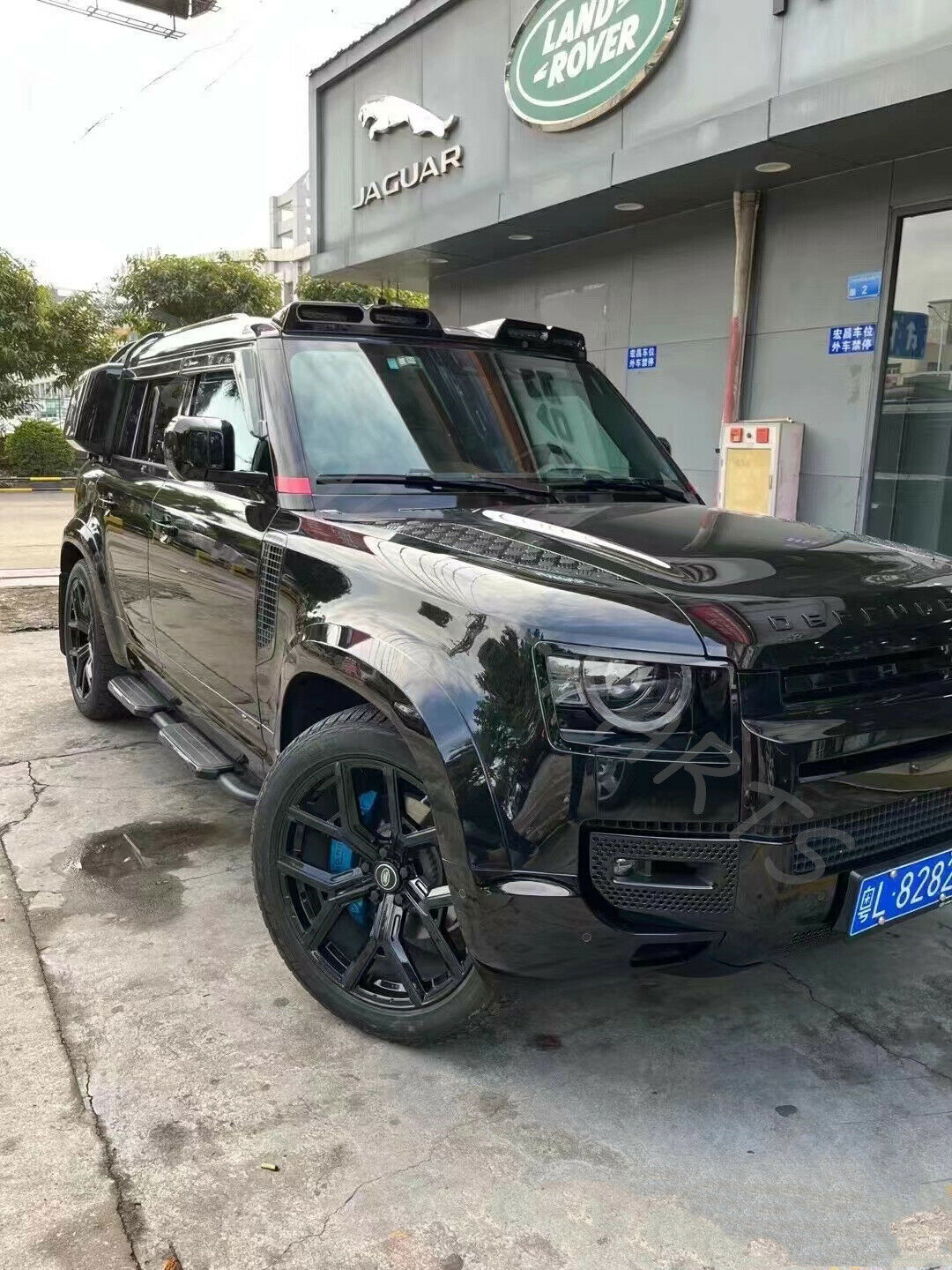 GLOSS BLACK ROOF TOP LIGHT BAR with LED DRL for LAND ROVER DEFENDER 90 ...