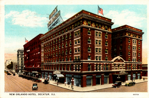 Vintage Decatur IL New Orlando Hotel Exterior Street View Illinois ...