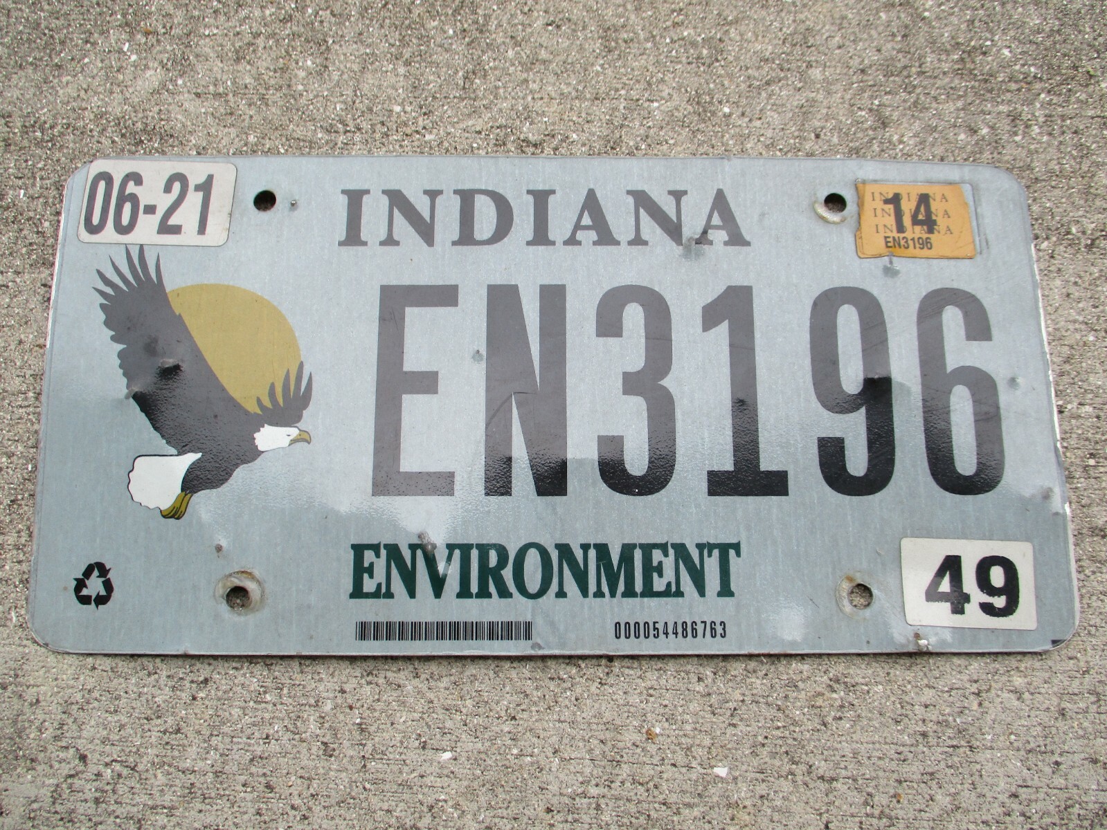 Indiana 2014 Environment Bald Eagle license plate # EN3196 | eBay