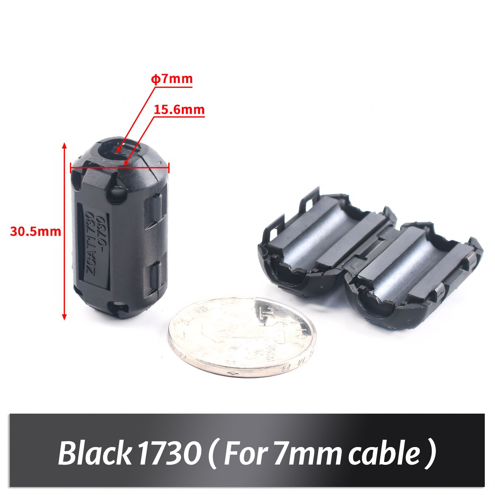 Clip-On Ferrite Ring Core Noise Suppressor EMI RFI Clip Cable Black ...