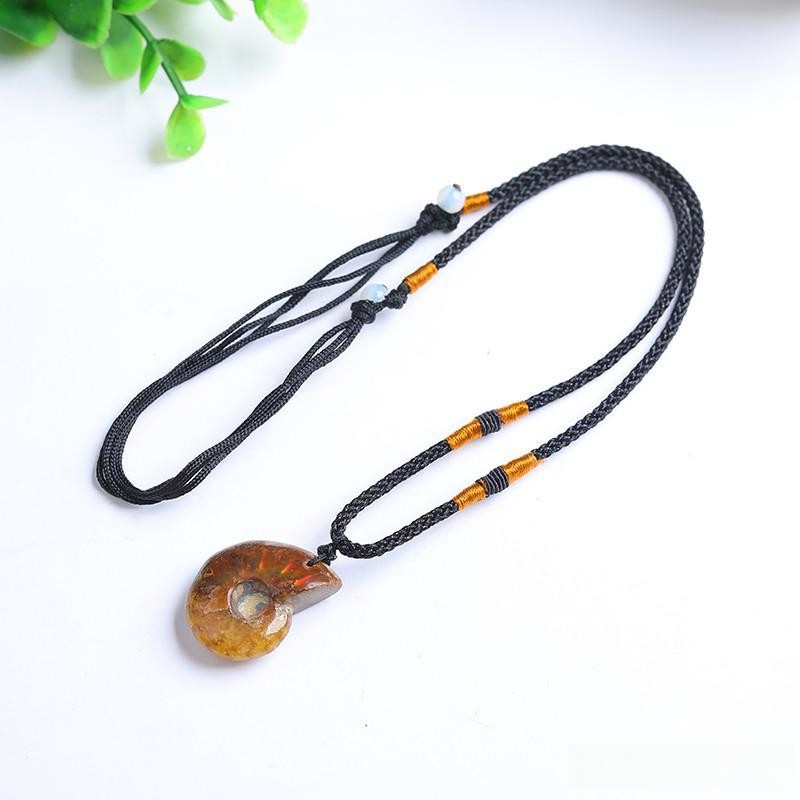 1Pcs Natural Madagascar Sea Conch Fossil Ammonite Wrapped Pendant ...