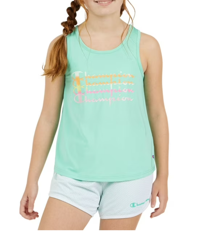 Champion Girl's Active Tank Top Size 10/12 High-Low Hem w/Chest Graphic ...