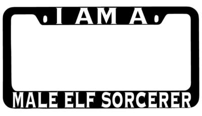 I Am A Male Elf Sorcerer Black METAL License Plate Frame RPG | eBay