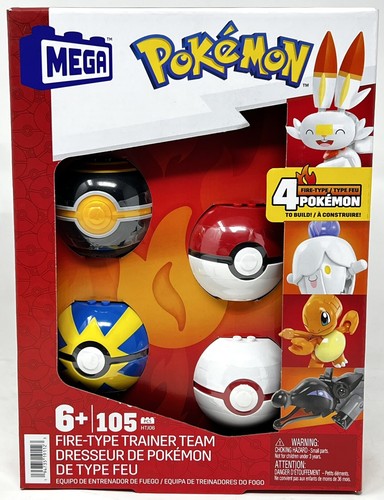 MEGA Pokemon Fire Type Trainer Team 105 Pieces Building Blocks 4 Fire ...