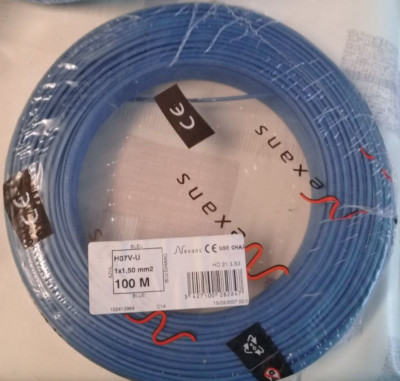 Fil électrique rigide (conducteur) H07V-U 1,5 mm² BLEU en couronne de ...