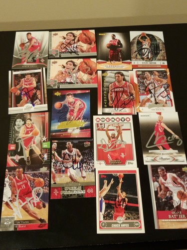 lot 16 Houston rockets signed cards autographed nba basketball card ...