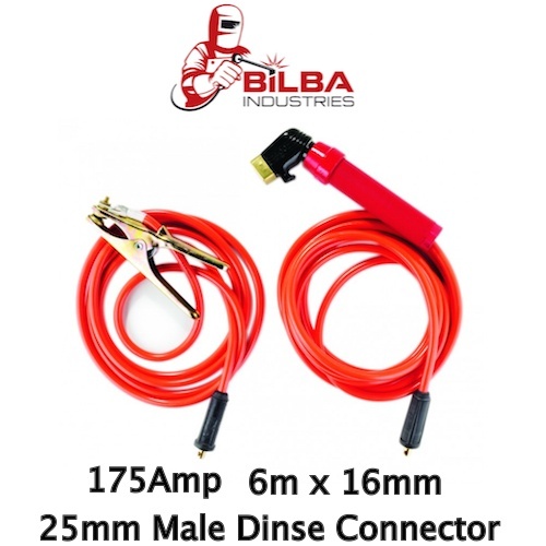 Arc Welding Lead Set 175amp - 6m x 16mm Cable x 25mm Dinse Connector ...