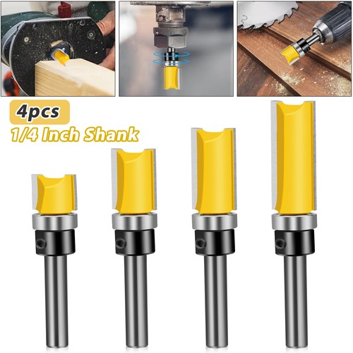 4x 1/4 Inch Shank Top Bearing Flush Trim Carbide Router Bit Woodworking ...