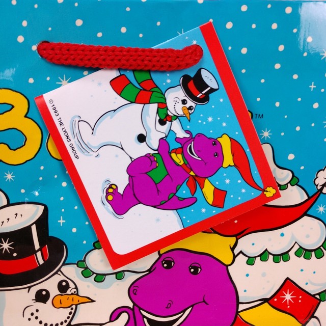 Vintage Unique Barney Christmas Gift Bags Lyons Group 90s for sale ...
