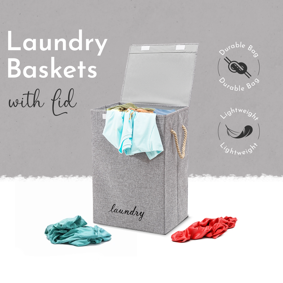 Laundry basket Washing Clothes Storage Hamper Bin Bag W/Outer Lid ...