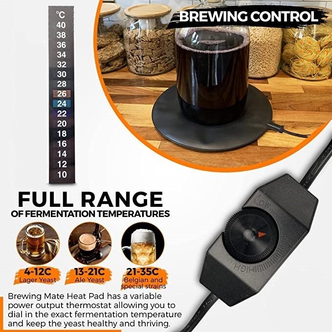 UK Stock - 25W Brewing Heat mat/pad Beer/Wine Making - adjustable temp ...
