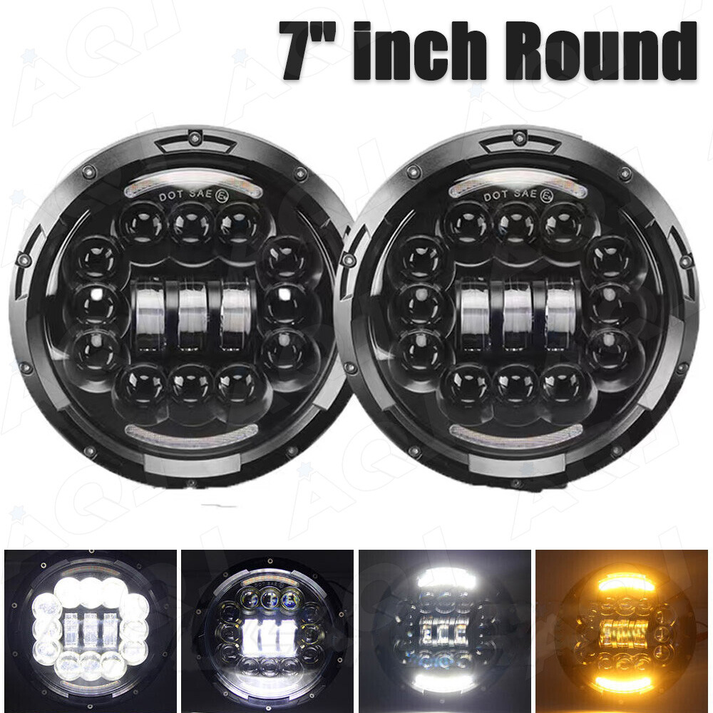 Pair 7" Round LED Halo Headlights Turn Signal for MG MGB 1969-1980 ...