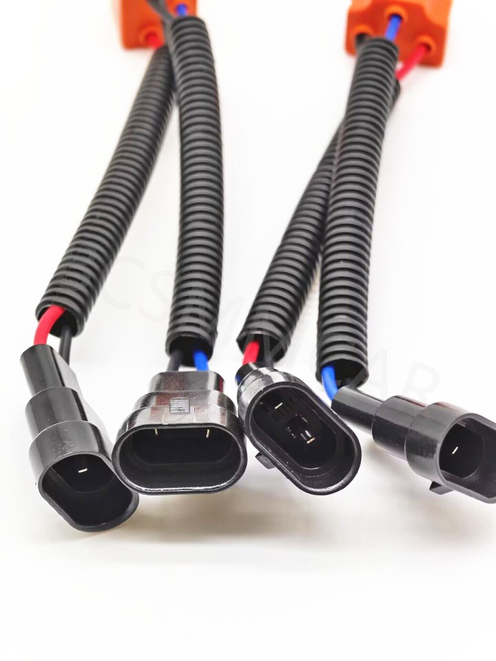 2x 9005 9006 To H4 Bulbs Adapter Headlight Conversion Wire Pigtail ...