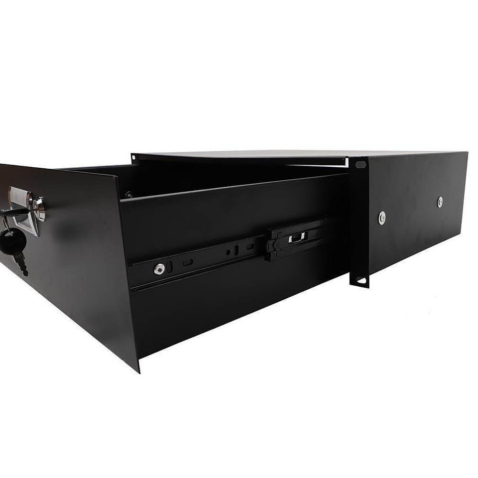 19" Rack Mount 2U 3U 4U Locking Drawer Pro Audio DJ Rack Lock Storage ...