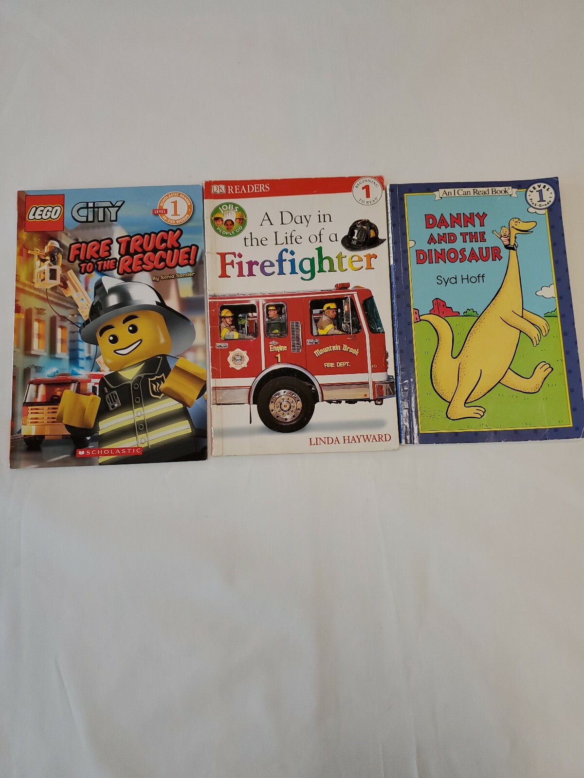 Lot X3 Level 1 Paperback Books, Fire Truck, Firefighter & Dinosaur ...