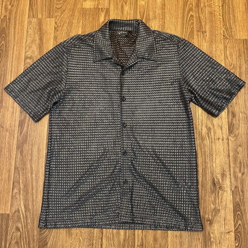 Vintage 90s Cyber Goth Rave Shirt Pop Icon Sz XL USA Button Up Metallic ...