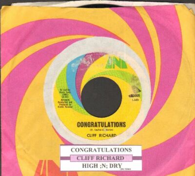 Richard, Cliff - Congratulations Uni 55069 Vinyl 45 rpm Record | eBay