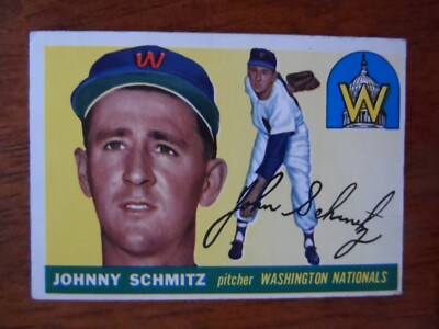 1955 TOPPS BASEBALL #159 JOHNNY SCHMITZ WASHINGTON SENATORS EX SET ...