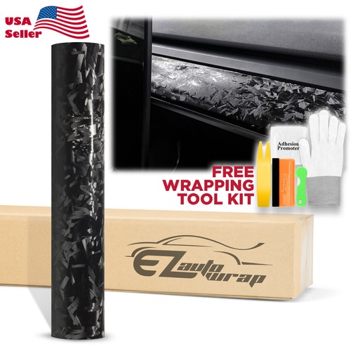 24K Chopped Forged Carbon Fiber Matte Black Car Vinyl Wrap Sticker ...
