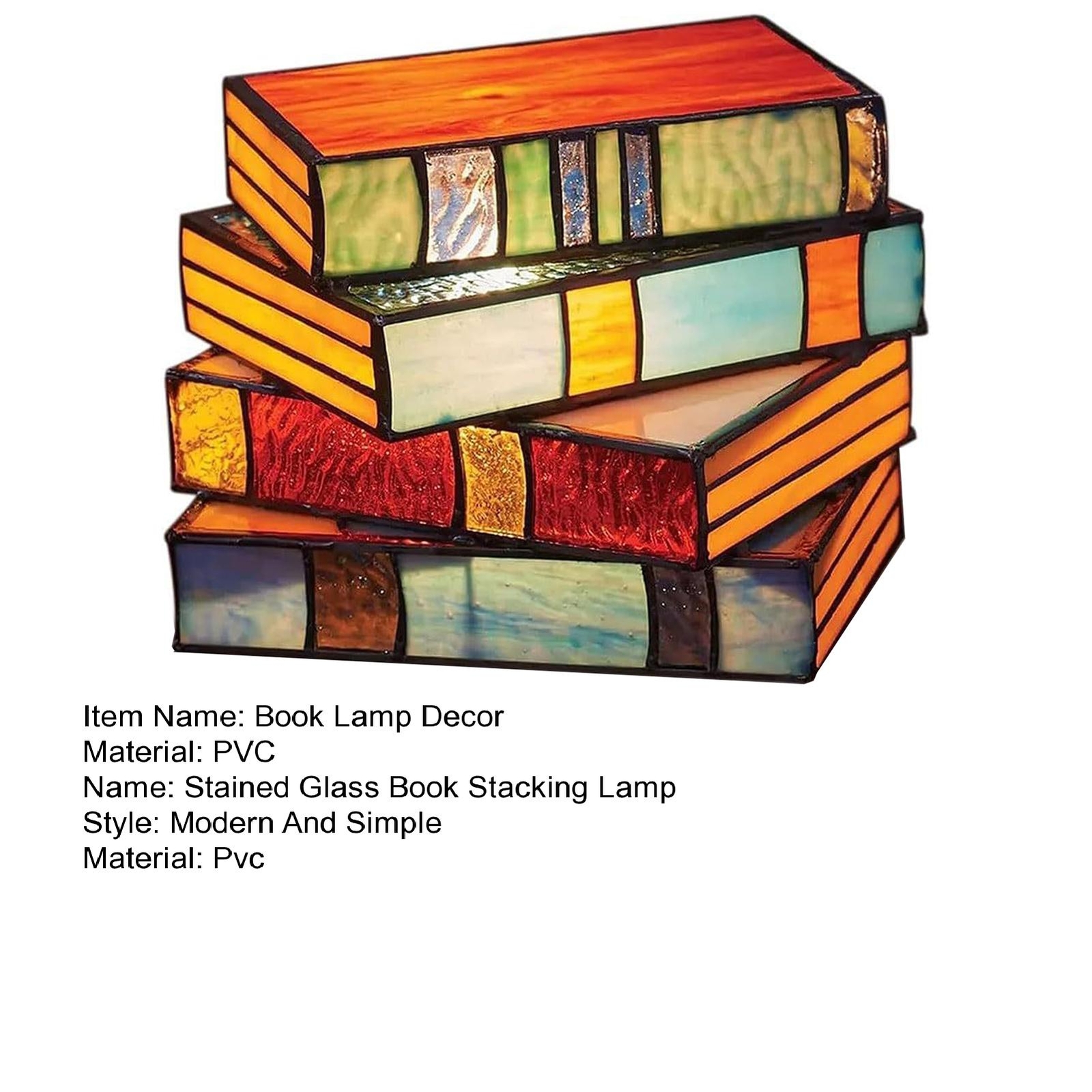 Classic Library-inspired Lamp Vintage Table Light Stained Glass Book ...