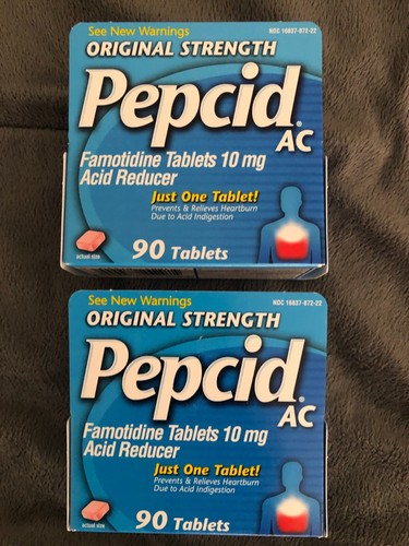 New Lot Of 2 Boxes Pepcid AC 90 Tablets 180 Total Heartburn Acid ...