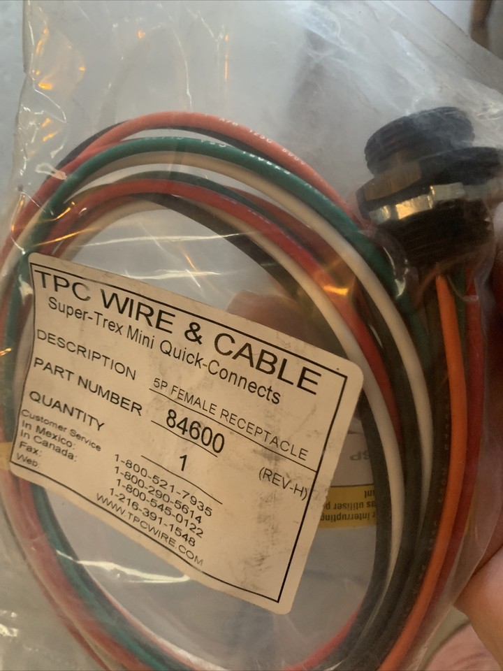 TPC WIRE & CABLE 5P Female Receptacle, SUPER-TREX Mini Quick Connects ...
