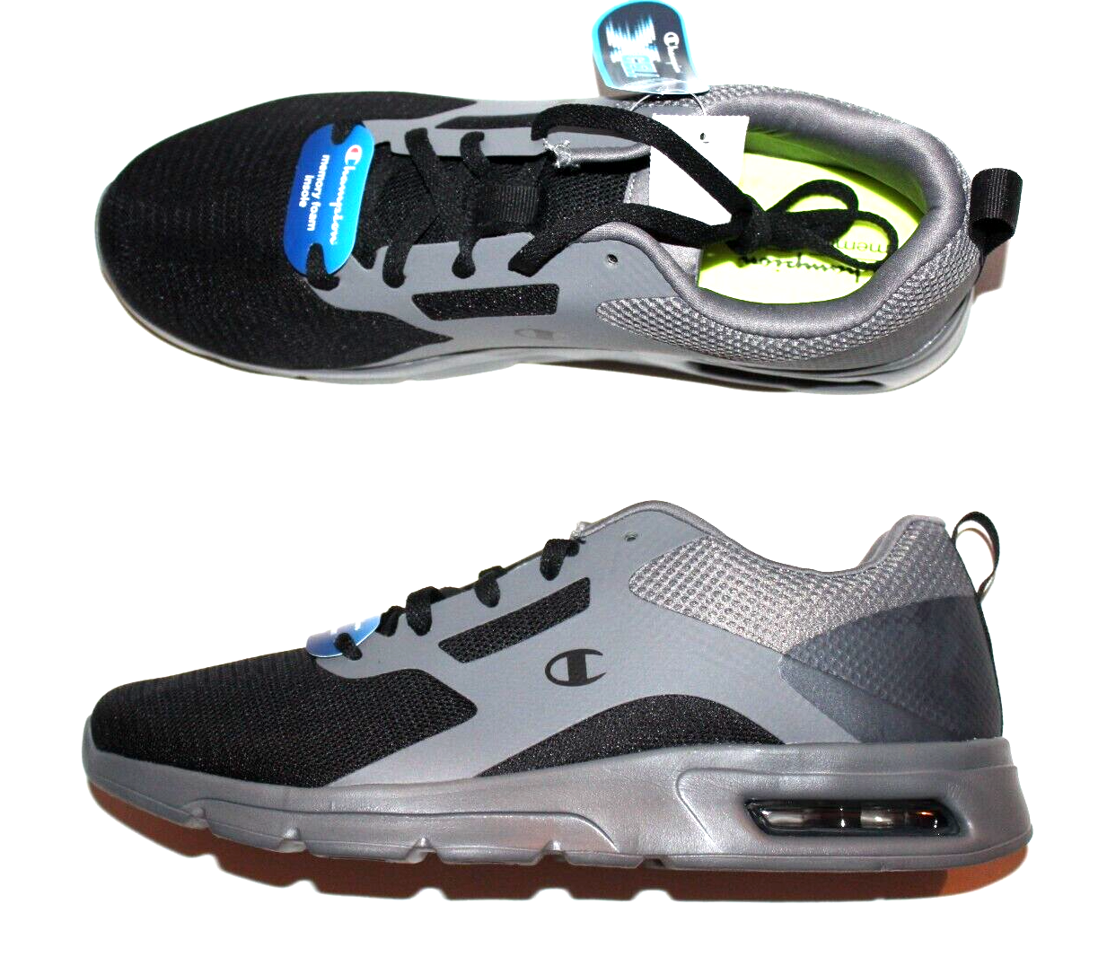 Champion Men's Concur Grey Lace-Up Athletic Runner Sneakers Shoes 10M ...