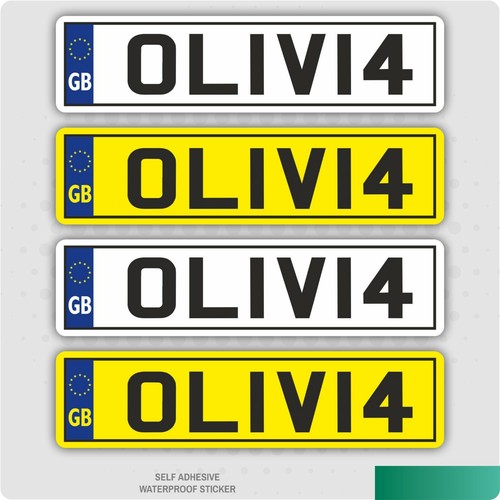 4 x Kids Personalised Number Plates Toy Children Ride On Car Sticker ...