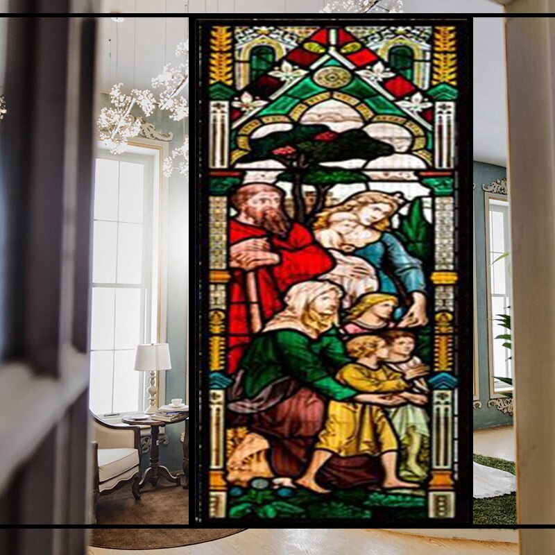 Retro Church Window Film Privacy Self-adhesive Glass Sticker Chapel ...