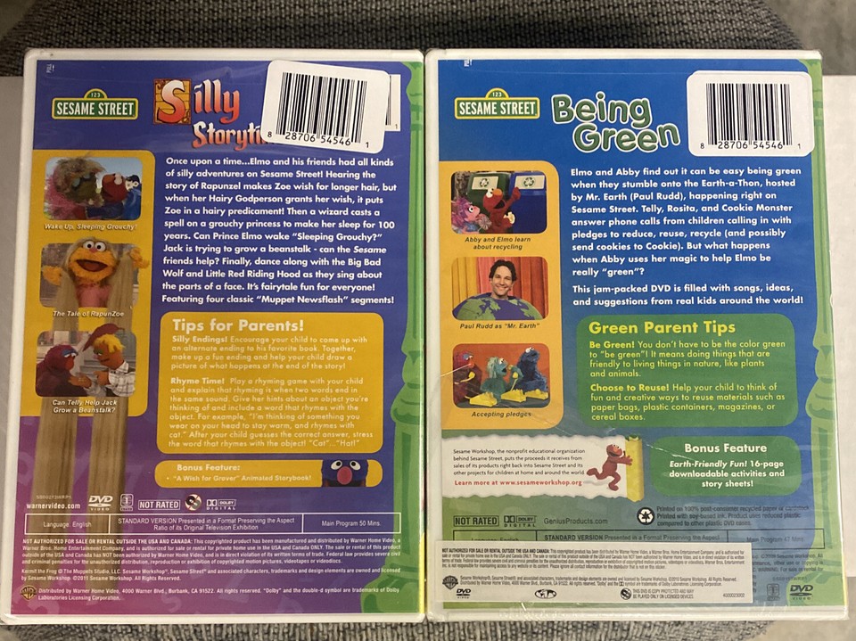 Kid DVD Lot - Sesame Street Being Green & Silly Storytime New | eBay