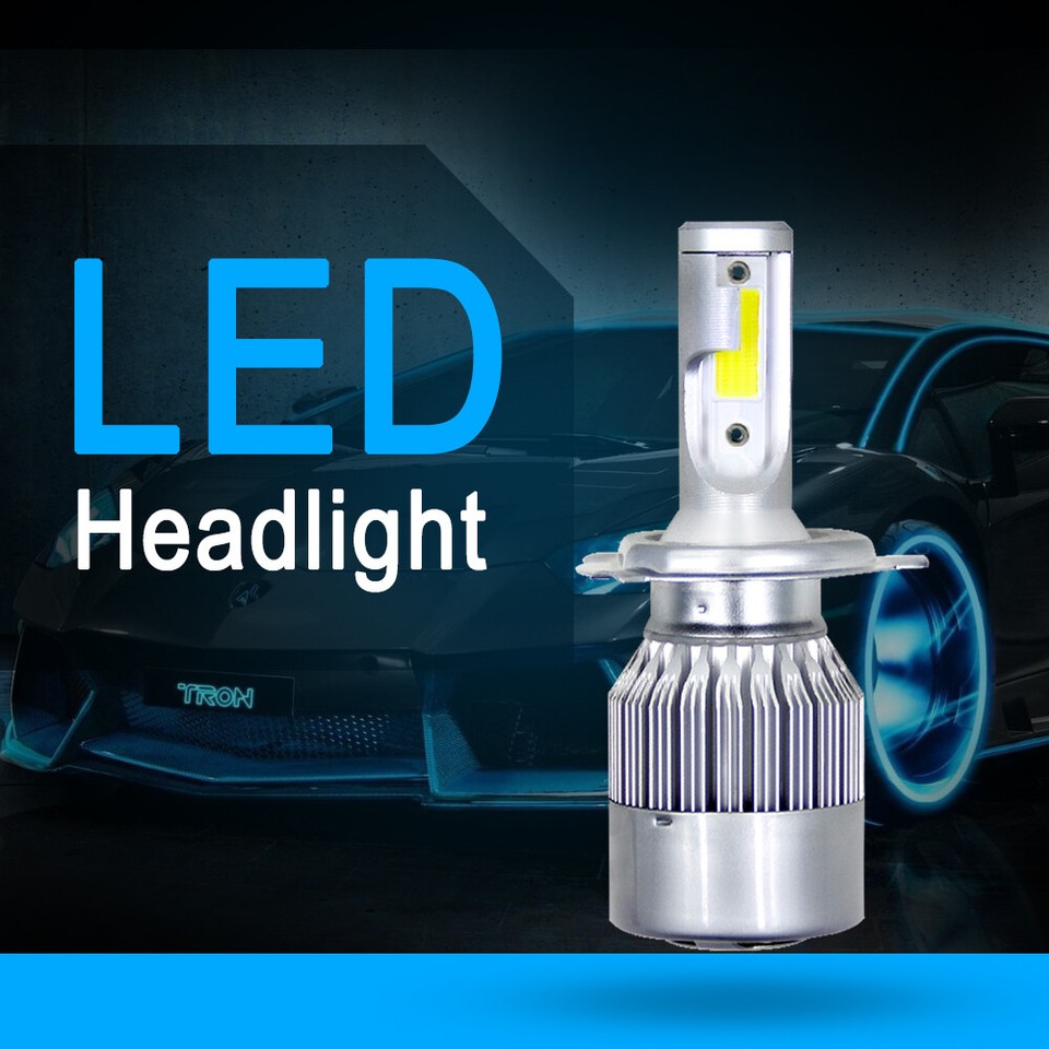 2x COB H4 Hi/Lo Beam C6 LED Car Headlight Kit Turbo Auto Light Bulbs ...