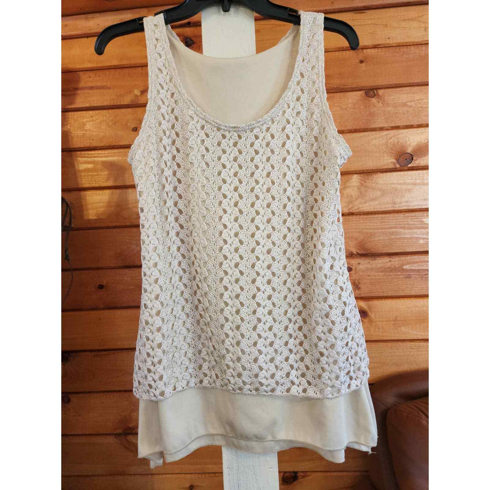 Brittany Black Crochet Tank with Lining Small - Gem