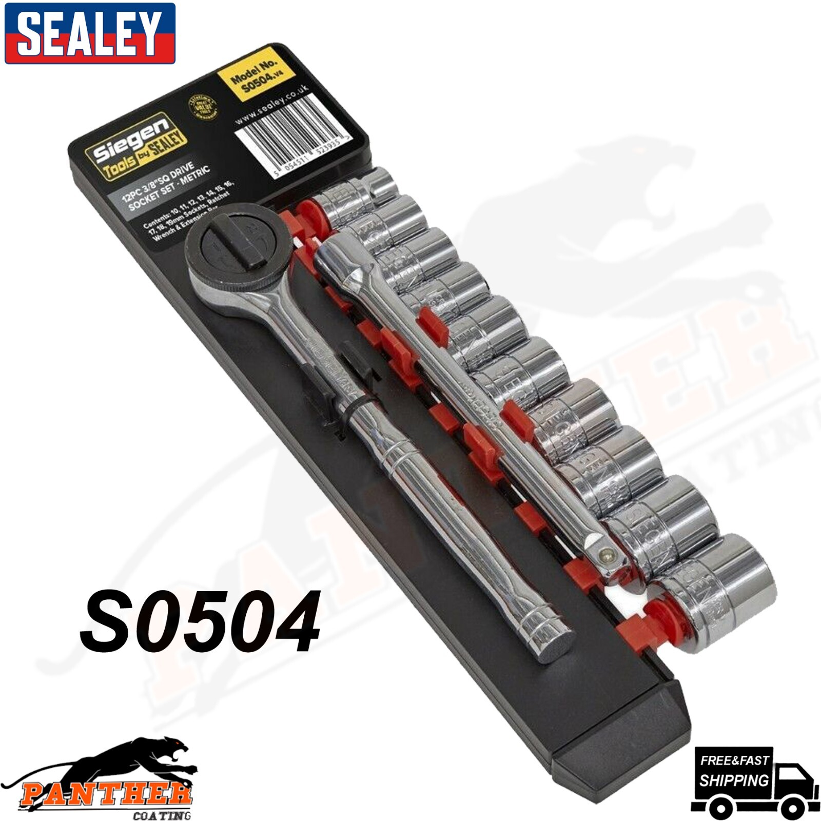 Sealey S0504 WallDrive® Socket Set 12 Pcs 3/8" Drive 6 Point Metric ...