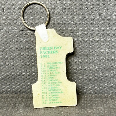 Vintage Green Bay Packers Keychain VFW Plover WI 1991 Plastic Number 1 ...