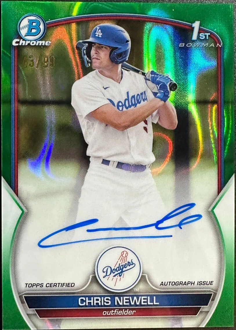 2023 Bowman Chrome - Prospect Autographs Chris Newell #CPA-CN Green Lava Refractor /99 (AU, RC ...