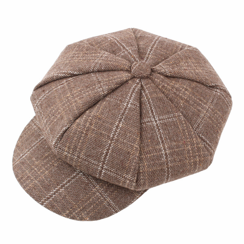 ZONBAILON Unisex Autumn Winter Octagonal Hat Retro British Style ...