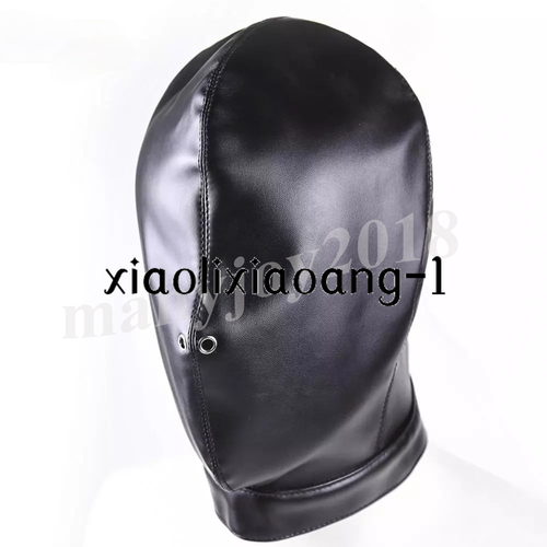 Pu Leather Sensory Deprivation Binding Head Hood Mask Lace in back for ...