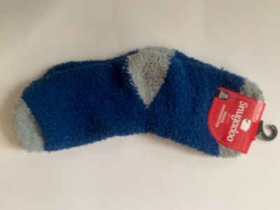 Snugadoo Adult comfortable, fuzzy socks-royal blue and grey, Ships Fast ...