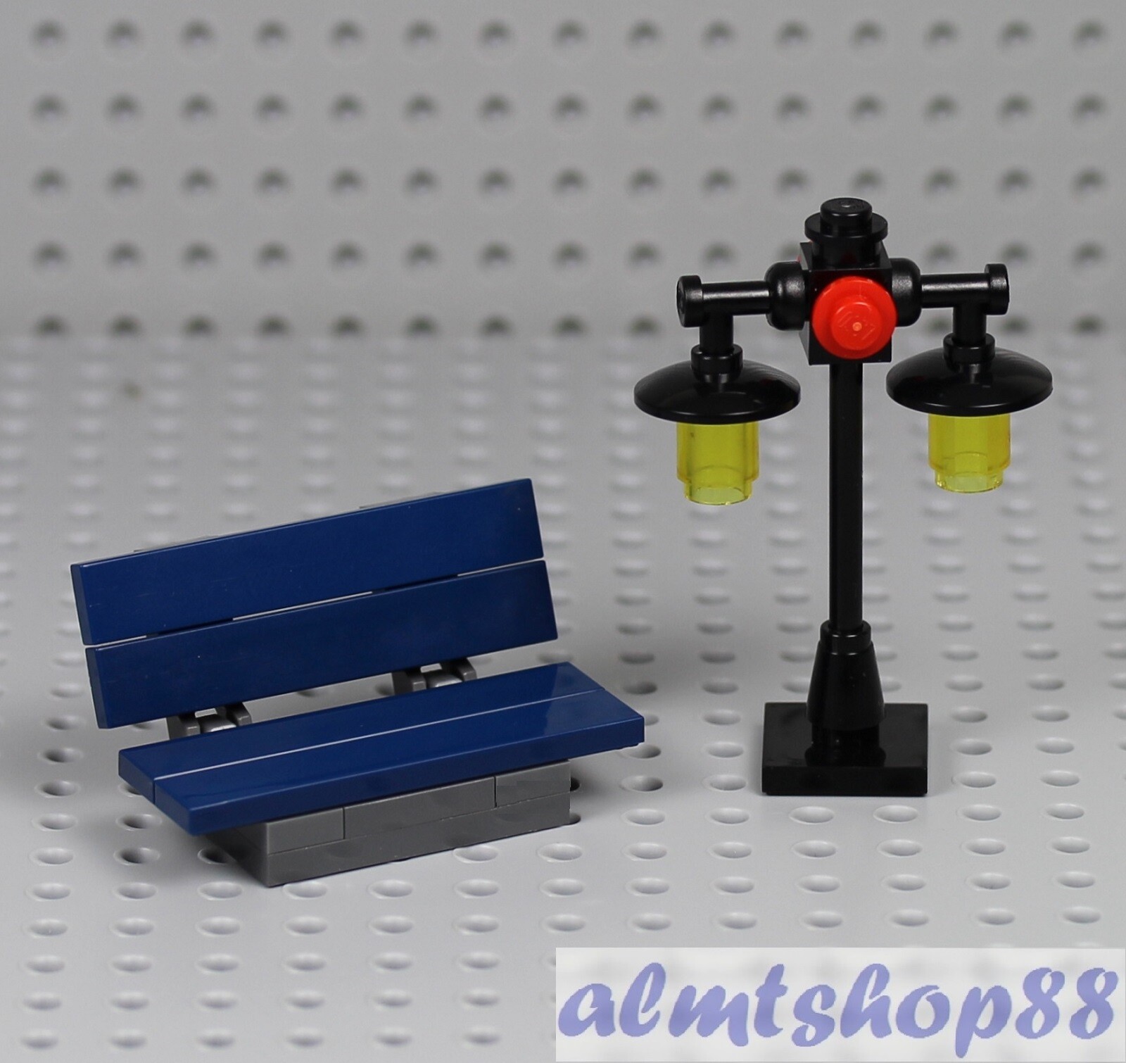 LEGO - Park Bench w/ Street Lamp - Light Double Road Minifigure City ...