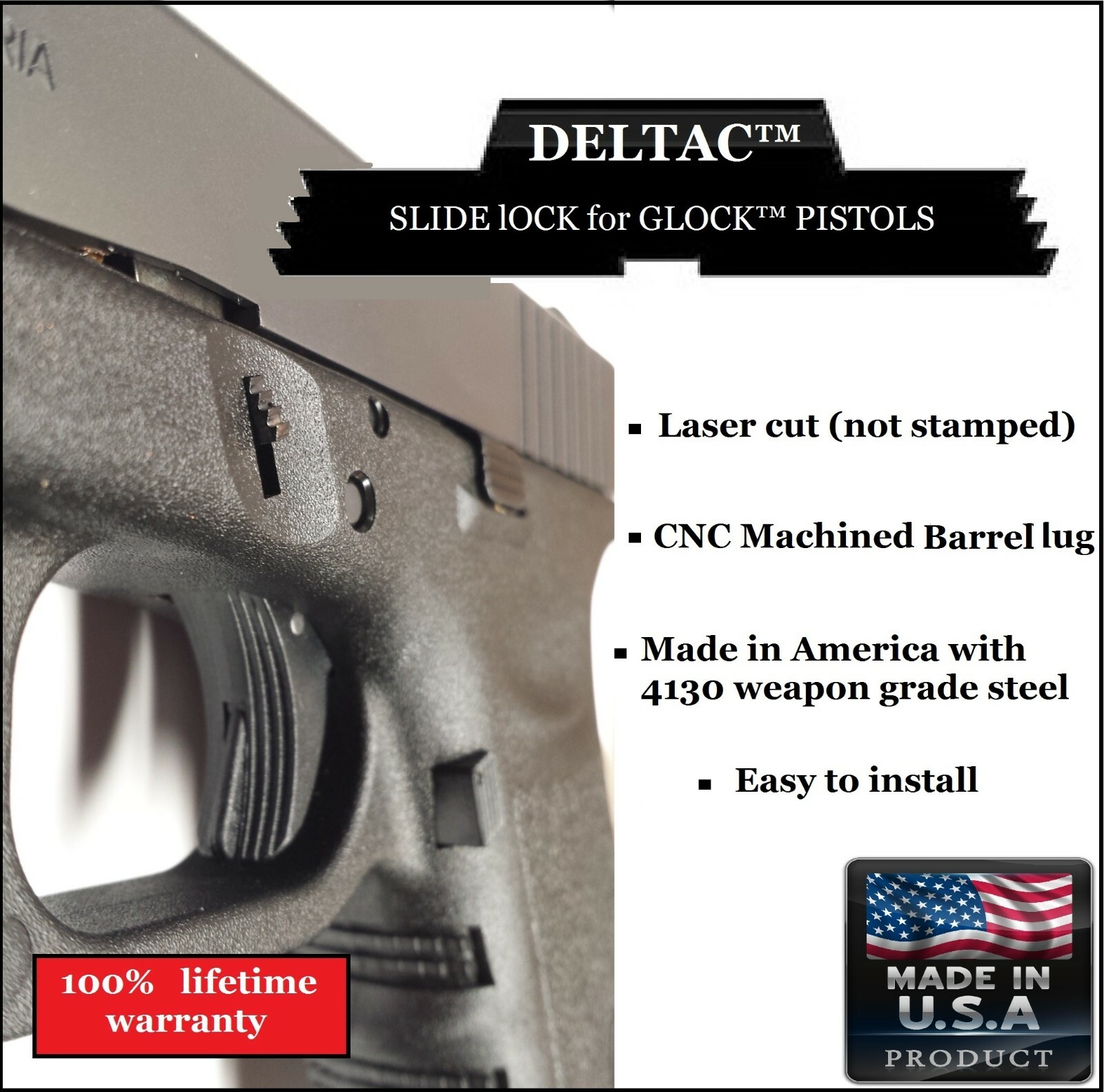 Deltac® Extended Slide Lock release Lever For Glock 19 Gen1 to Gen4 ...
