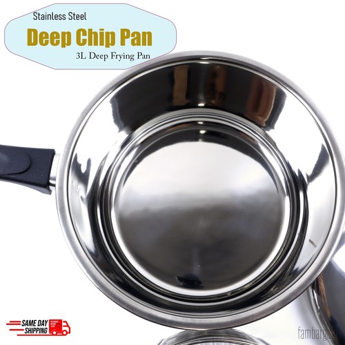 Stainless Steel Chip Pan Deep Cooking Fryer Pot Frying Basket Saucepan ...