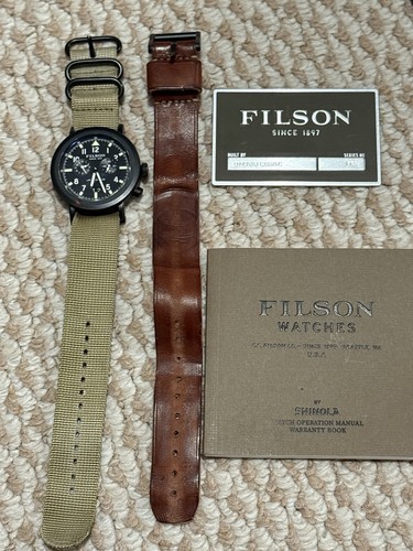 Filson by Shinola - The Scout Dual Time - Black PVD Mens 44mm Quartz ...