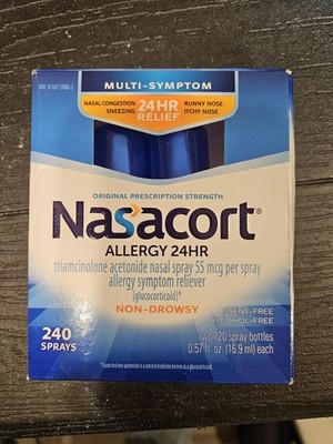 Nasacort 24 Hour Allergy Sprays, Multi-Symptom 240 Spray Count Exp 2027 ...