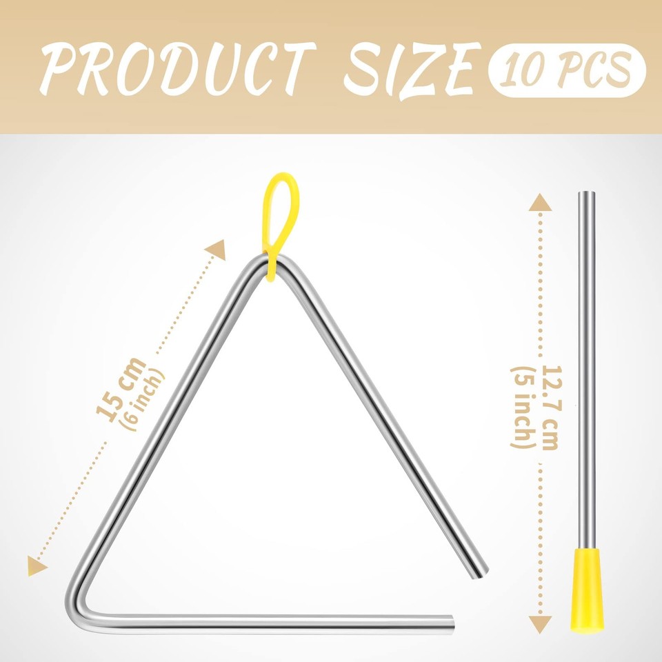10 Pcs Triangle Instrument Musical Triangle Steel Percussion Instrument ...