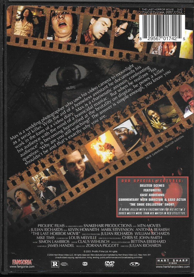The Last Horror Movie (DVD) R-Rated Version 829567015322| eBay